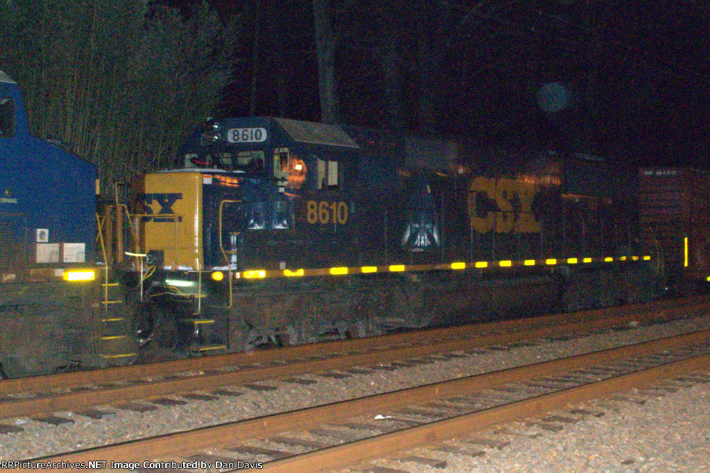 CSX SD50-2 8610 trails an ES44AH and CW44AH on Q438